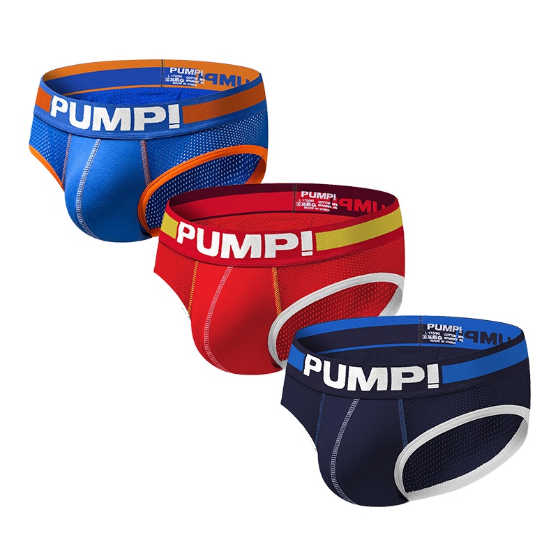 PUMP 3PCS Men Briefs Underwear Innerwear Mesh Pouch Comfortable Solid ...