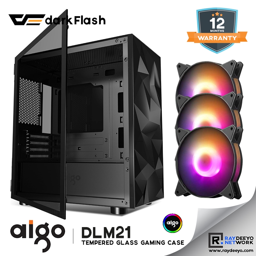 Aigo darkFlash DLM21 (BLACK) mATX Magnetic Hinged Tempered Glass ...
