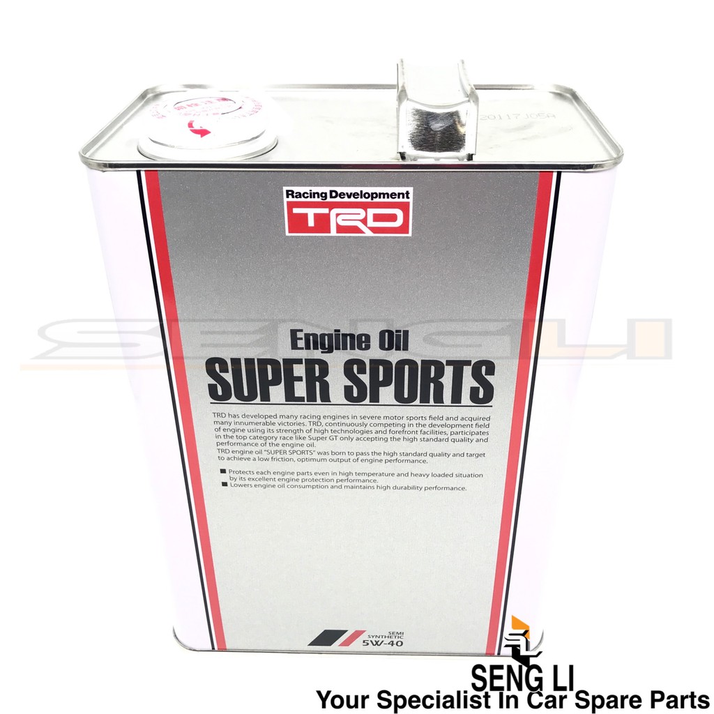 100% ORIGINAL JAPAN TRD ENGINE OIL SUPER SPORT SEMI SYNTHETIC 5W40 4L ...
