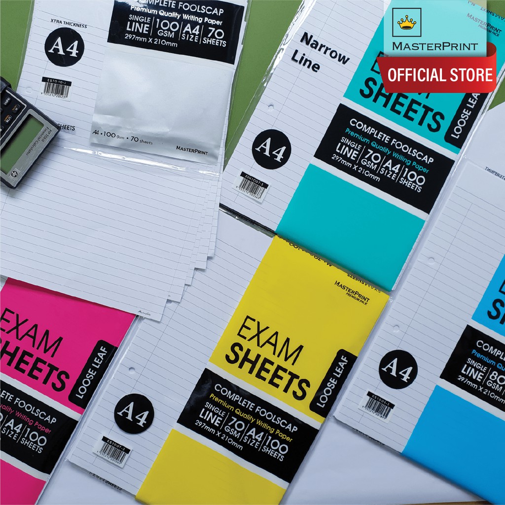 Masterprint • A4 Foolscap Paper Exam Sheets ( 50 / 70 / 100 / 200 ...