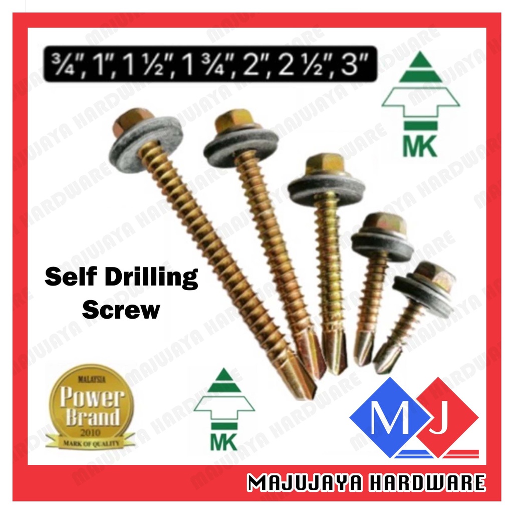 Self Drilling Screw 1PC With Washer Awing Screw Skru Oning Skru Atap ...