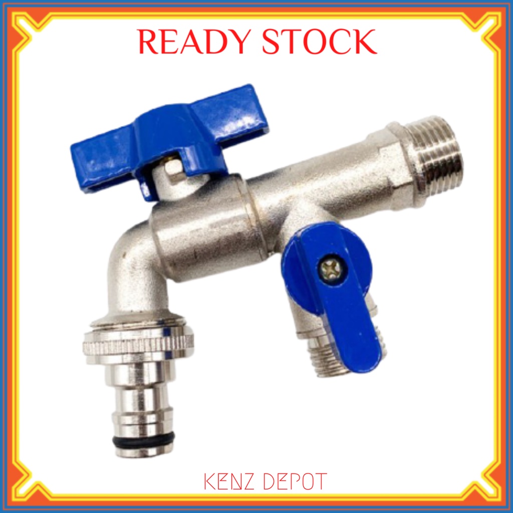 VAGO # 1/2" HEAVY DUTY TWO WAY BRASS GARDEN BIB TAP~ WASHING MACHINE ...