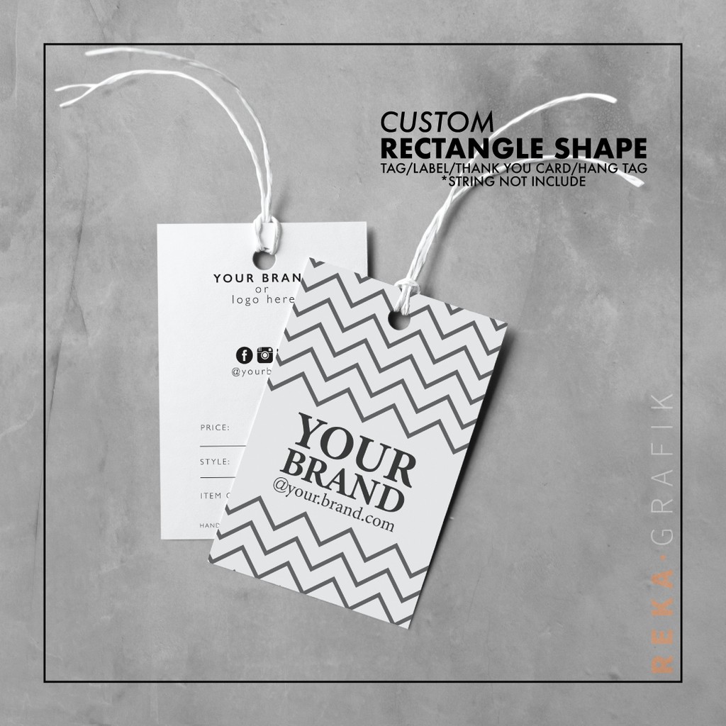 RECTANGLE CUSTOM TAG, LABEL, THANK YOU CARD, EVENT CARD, HANG TAG ...