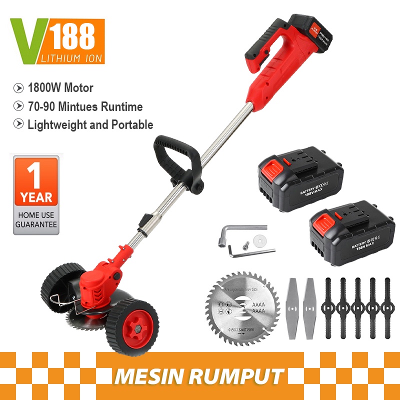 188V Grass Cutter Cordless Grass Trimmer Mini Portable Lawn Mower ...