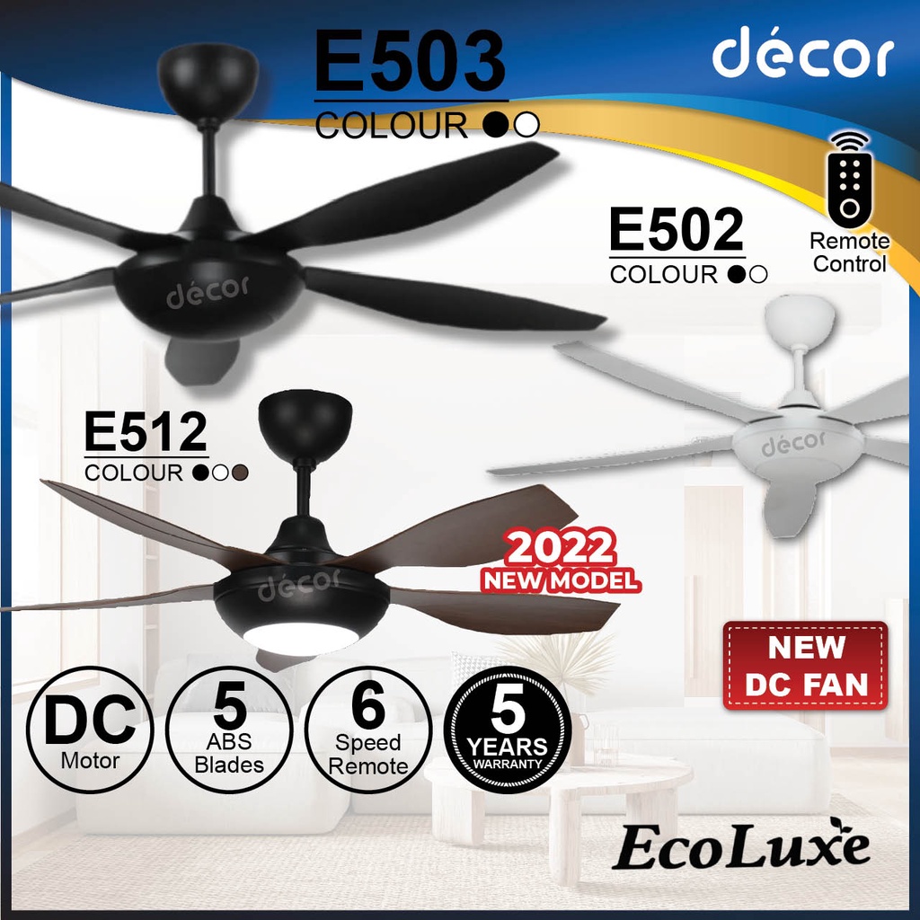 Ecoluxe Fan E503 56" E502 Baby Fan 42" E512 Baby Fan 6 Speed + Reverse ...