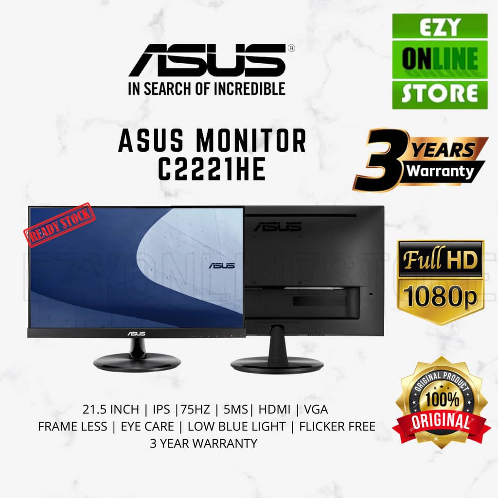 ASUS C2221HE MONITOR , 21,5" FHD 1920 x 1080 , IPS , 75Hz , 5 Ms , Low ...
