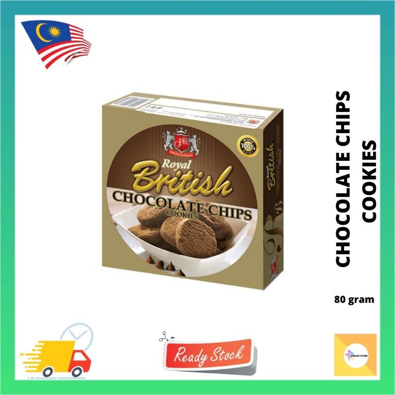 GPR Royal British Chocolate Chips Cookies 80 Biskut Biscuit Weeding Doorgift Kahwin | Shopee ...