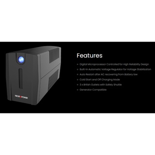 NEUROPOWER COMPACT 800i-3UK 800VA LINE INTERACTIVE AFFORDABLE COMPACT UPS/ POWER SUPPLY/ BACKUP ...
