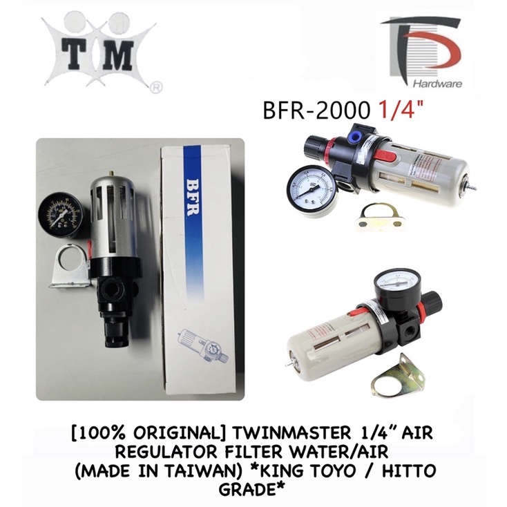 [100% ORIGINAL] TWINMASTER 1/4” AIR REGULATOR FILTER WATER BFR-2000 ...