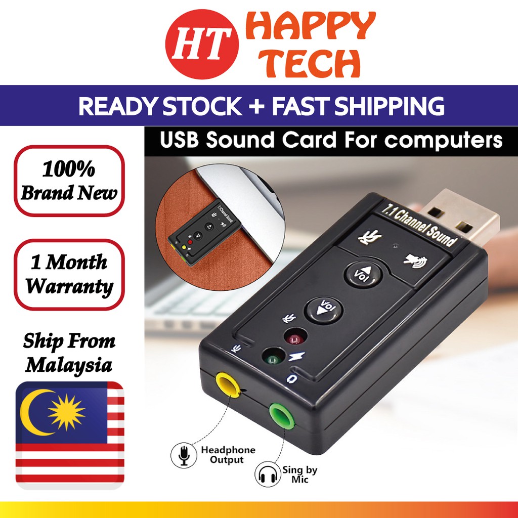 7.1 Channel External USB Sound Card With Jack 3.5mm Headphone Microphone 3D Virtual Audio ...