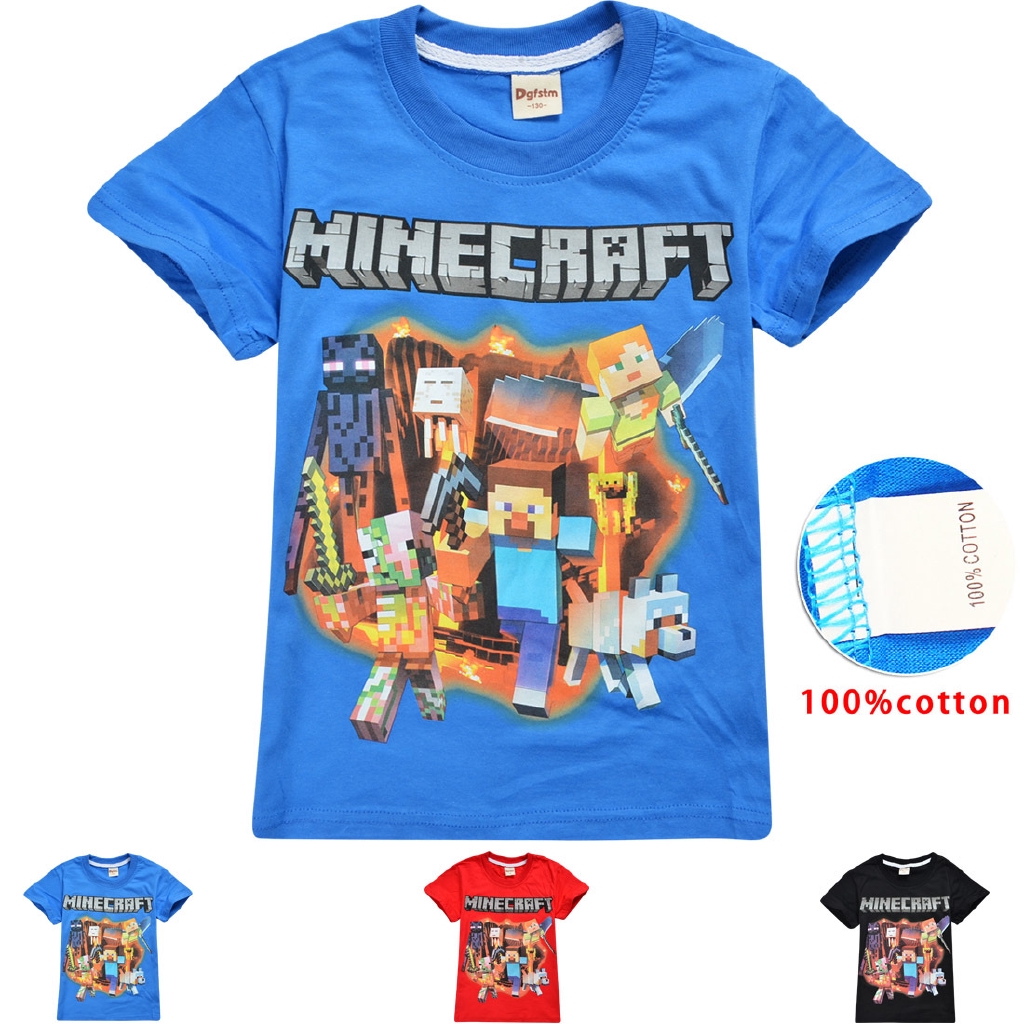 Minecraft Children Clothing Kids Boys Girls Roblox Printed Short Sleeve 