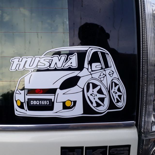Sticker Kereta Perodua Myvi Siap dengan nama Owner & Nombor Plate ...