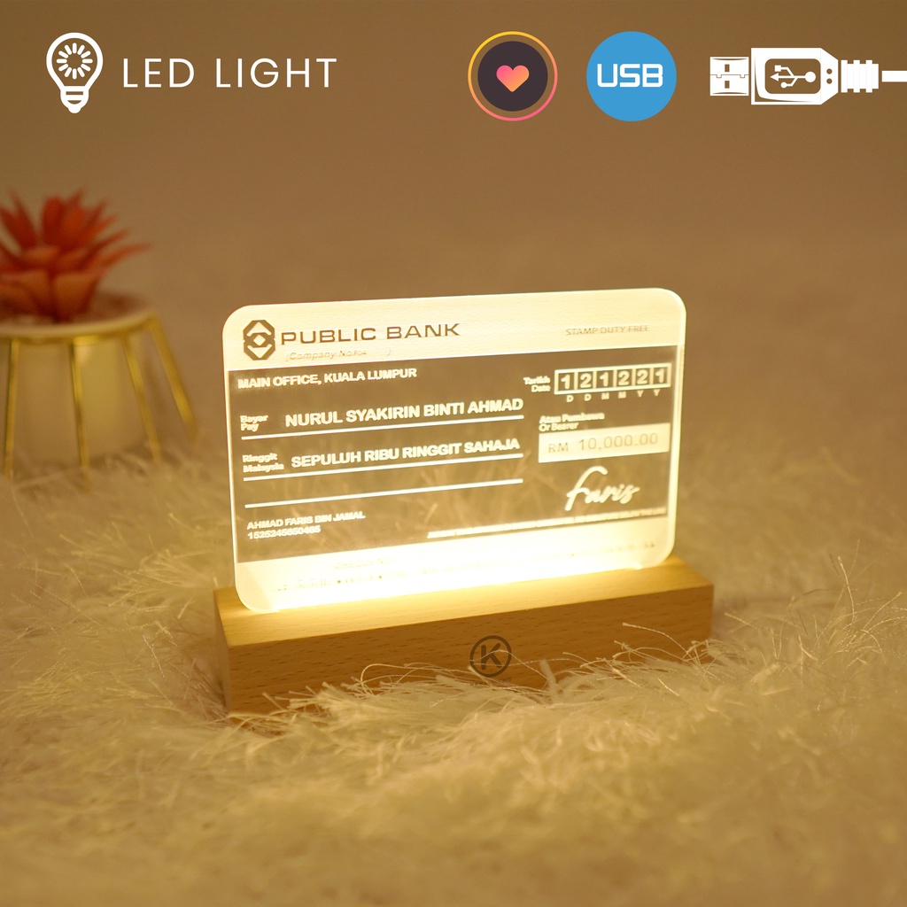 CUSTOM CHEQUE HANTARAN LAMPU UKIR NIKAH / CEK HANTARAN ( KAHWIN ...