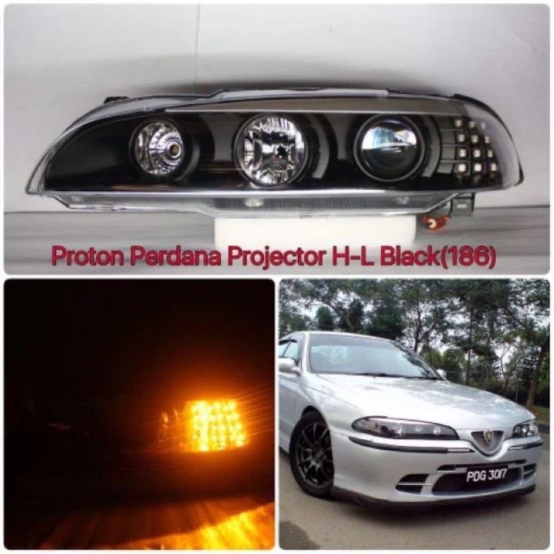 perdana v6 led head lamp projector black glass lampu depan 1pair ...