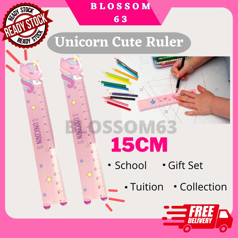 15cm Unicorn Cute Ruler School Stationary Set Pembaris Cartoon Ruler ...