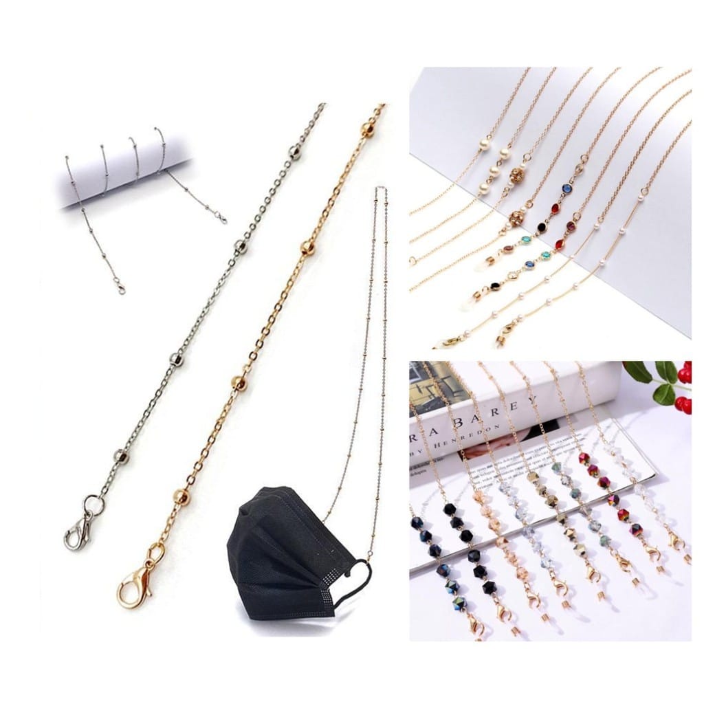 Mask chain extender korean style pearls lanyard face mask neck hanging ...