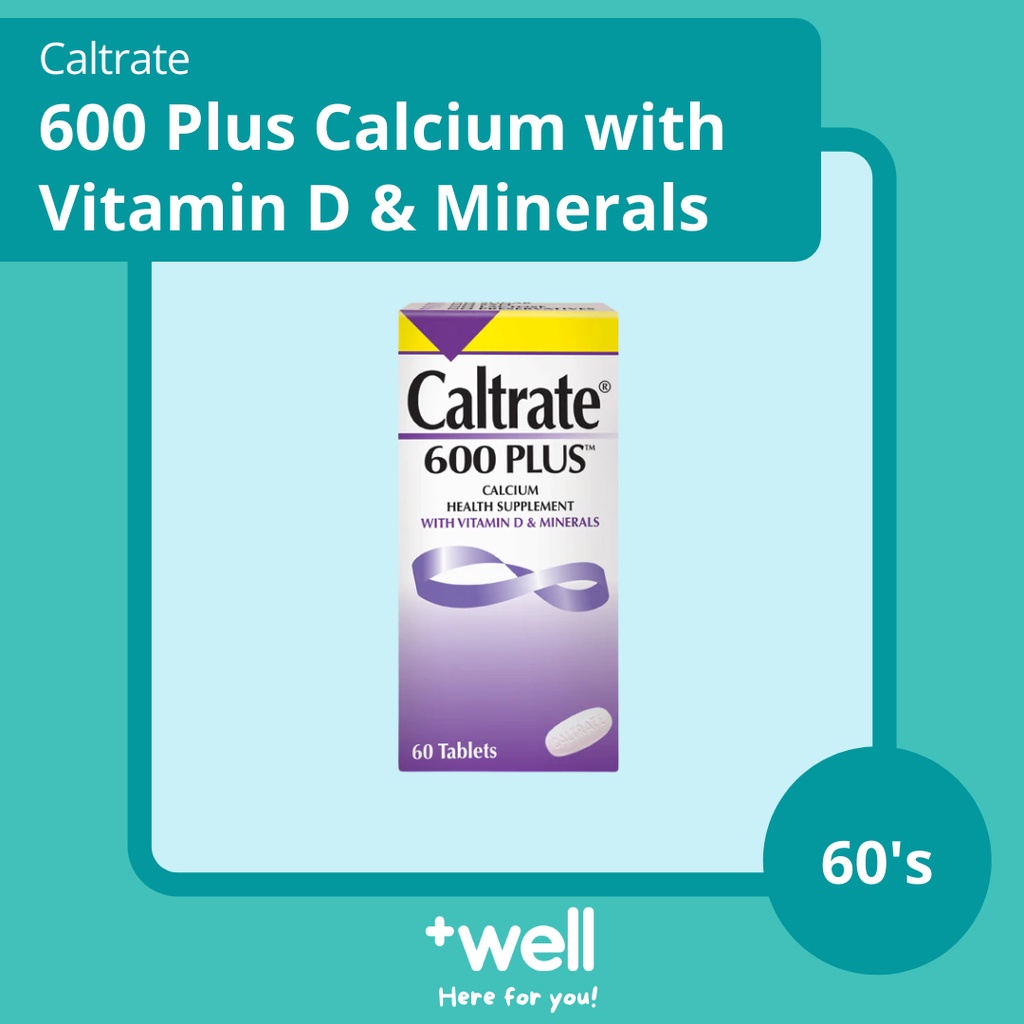 Caltrate 600 Plus Calcium with Vitamin D & Minerals 60's/100's/2x100's ...