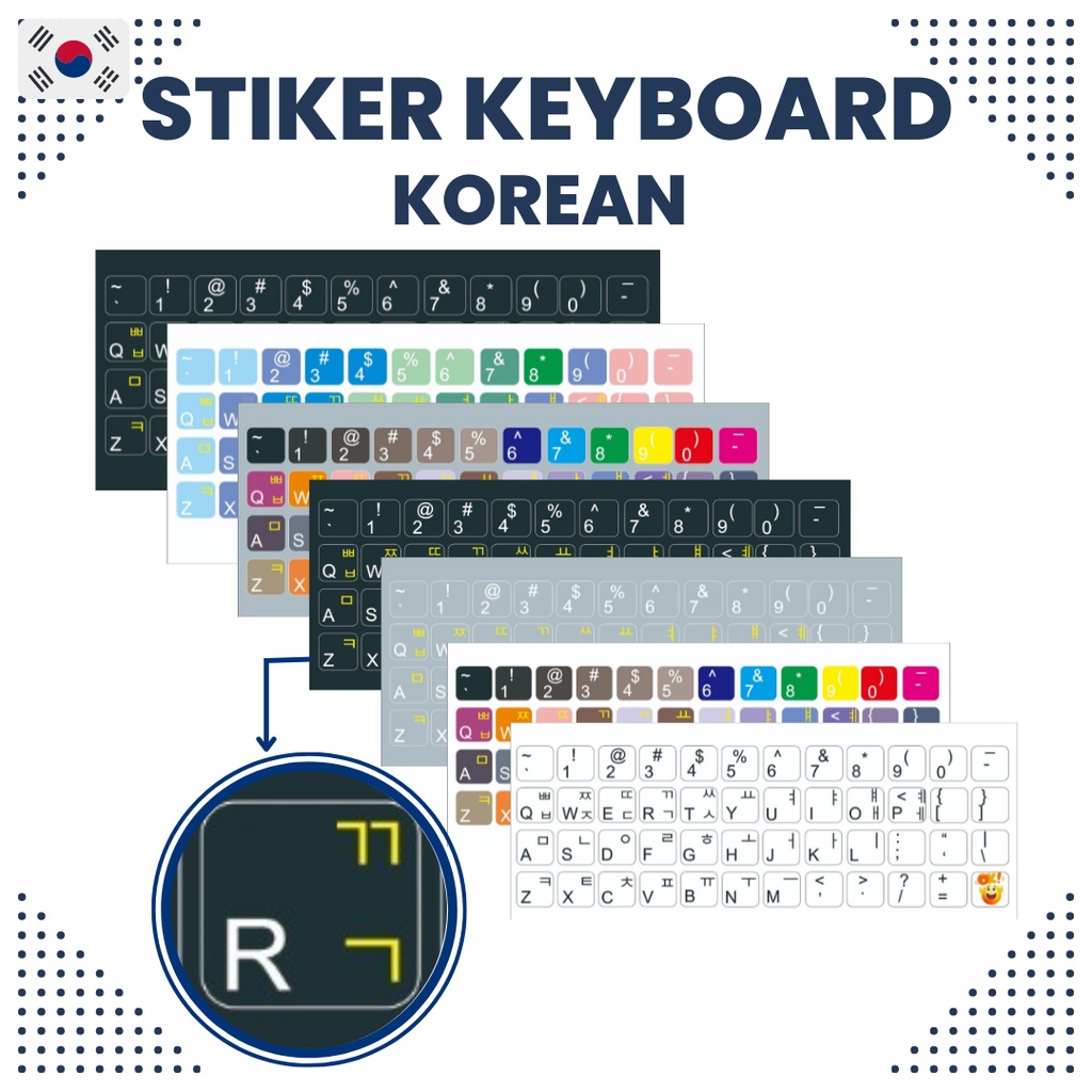 Korean Alphabet Letter Stickers Waterproof For Laptop keyboard ...
