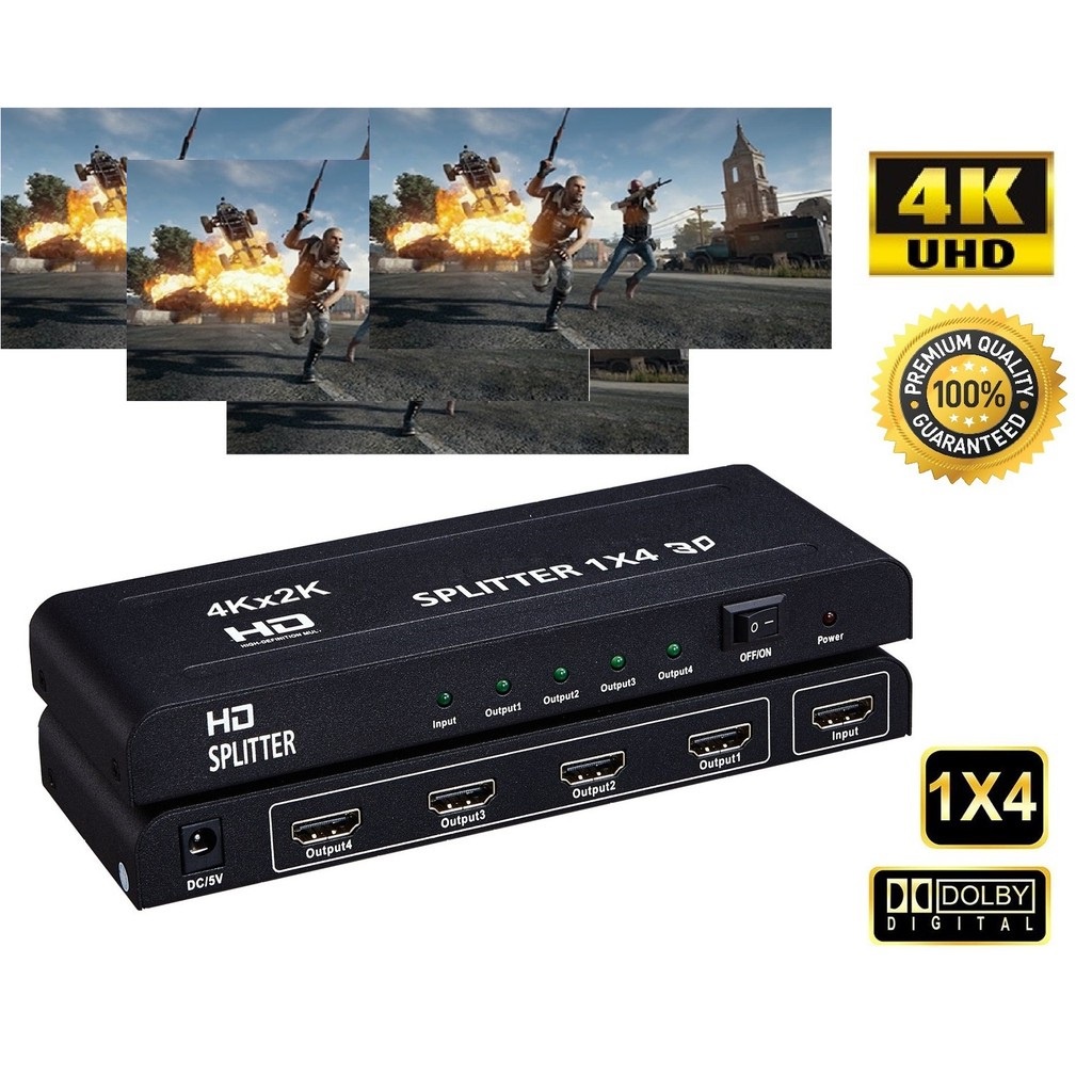 HDTV Spliter 4 Port 1.4a HDTV Splitter 3D 1x4 HDTV Splitter + DC 5V ...