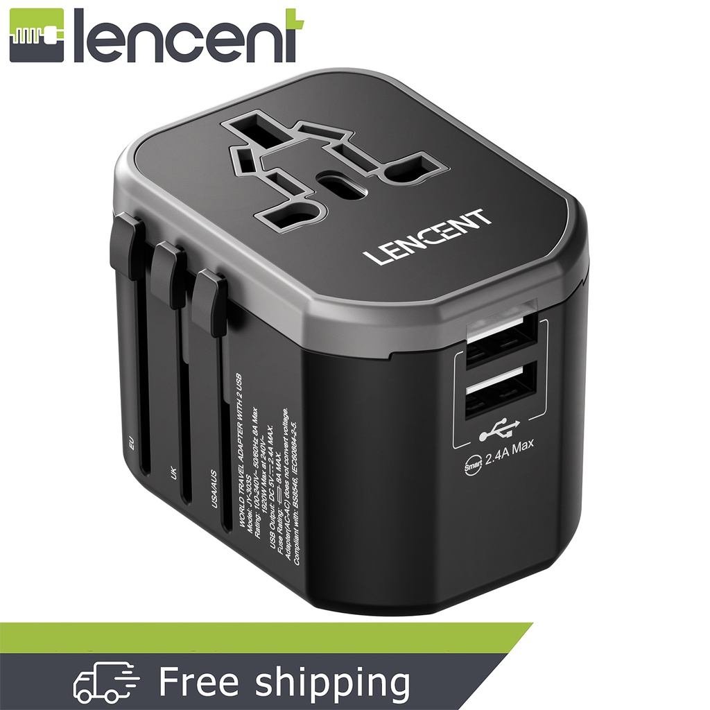 LENCENT Universal Travel Adapter All in One International Power Adapter ...