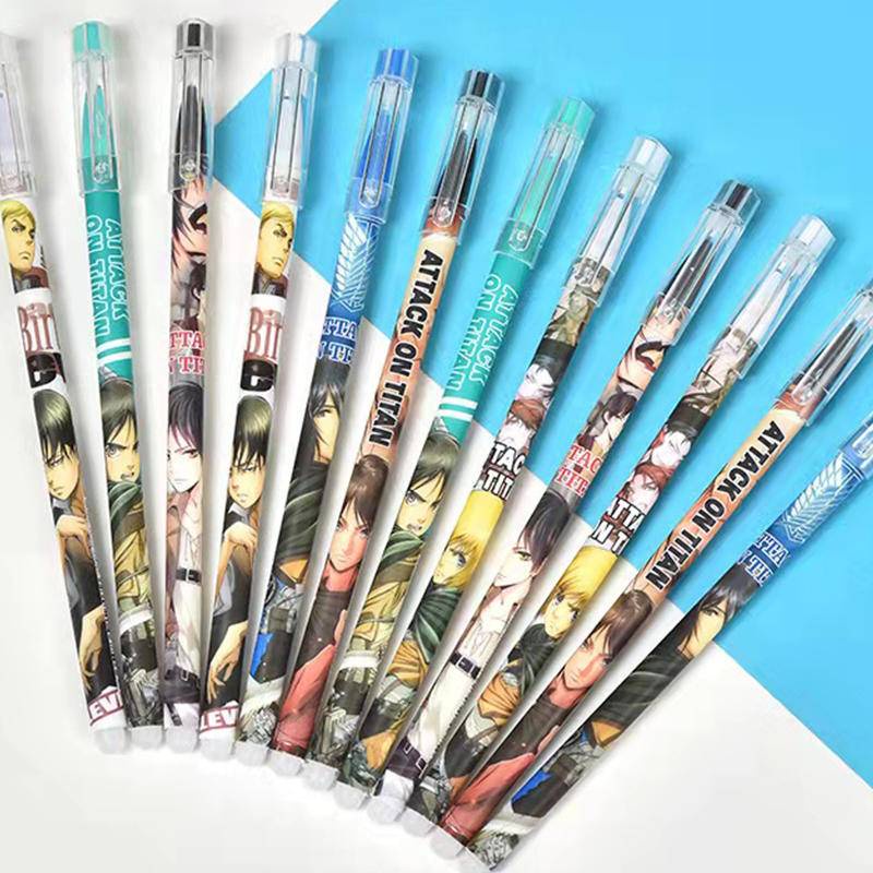 6Pcs/lot Anime Attack on Titan Erasable Pen Blue Black Ink Magic Gel ...