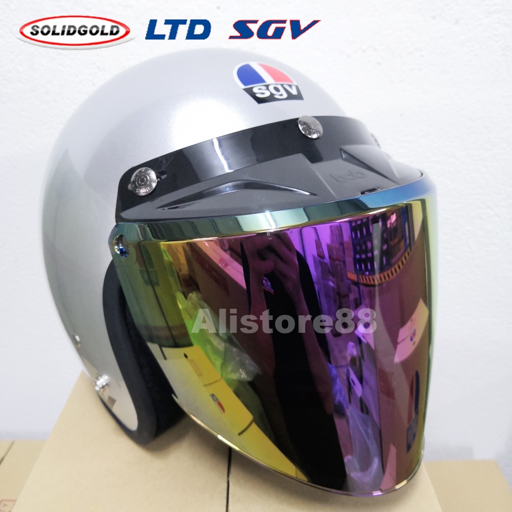 SGV 99 HELMET WITH VSHAPE RAINBOW VISOR (SILVER) | Shopee Malaysia