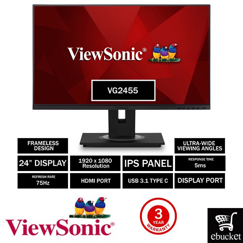 VIEWSONIC 24" VG2455 FHD IPS MONITOR | Shopee Malaysia