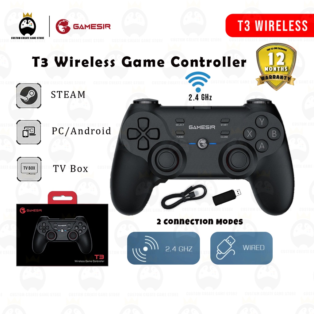 GameSir T3 2.4GHz Wireless Gamepad for Remote PC Controller Joystick ...