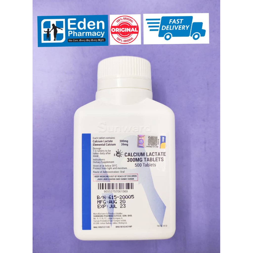 Sunward Calcium Lactate 300mg Tablet ( 500's ) | Shopee Malaysia