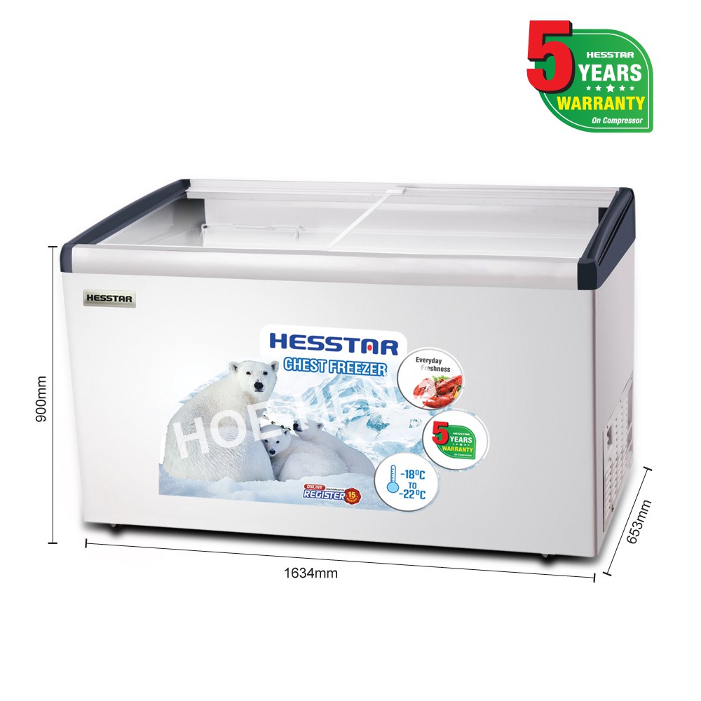 Hesstar 570L HDF-G576 2 Door Flat Glass Sliding Door Display Freezer ...