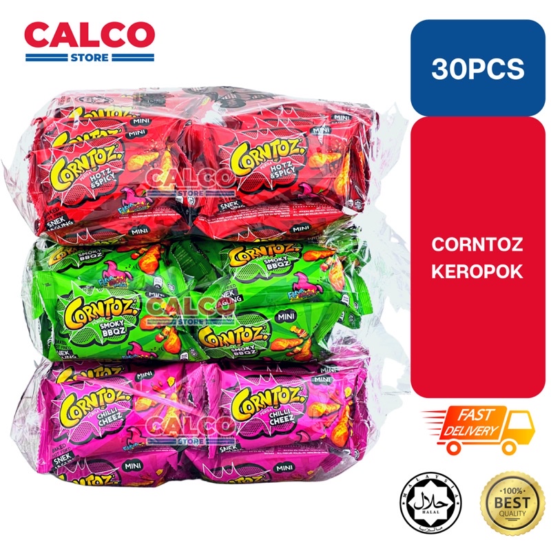 [CALCO] Corntoz Crackers Mini (15g x 30) Hotz & Spicy / BBQ / Chilli ...