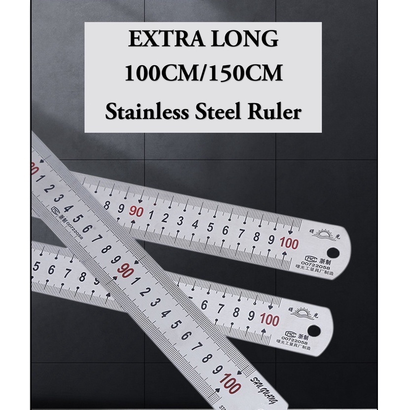 Extra Long Stainless Steel Metal Steel Ruler Metric Ruler 100CM 150CM ...