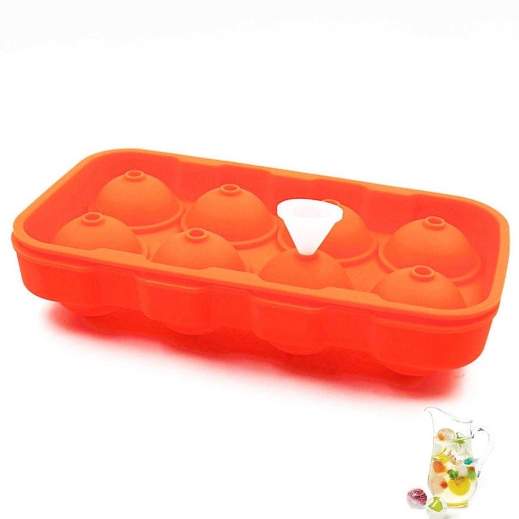 Ice Cube Trays Release Silicone 8 Grids Ice Trays with Spill-Resistant ...