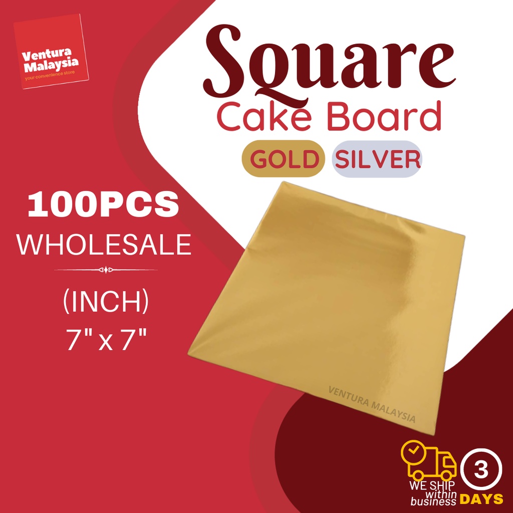 (WHOLESALE) 7 INCH SQUARE ROUND Cake Board / Papan Kek PETAK BULAT ...