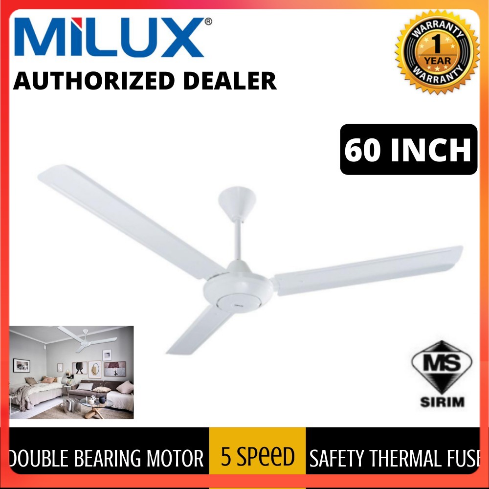 MILUX MCF-6001 60" 5 SPEED WITH REGULATOR CEILING FAN (WHITE) | Shopee ...