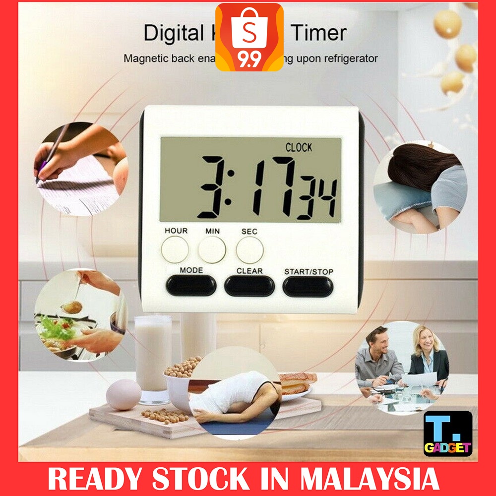 Kitchen Magnetic Digital Kitchen Timer 24 Hours Count Up Down Alarm ...