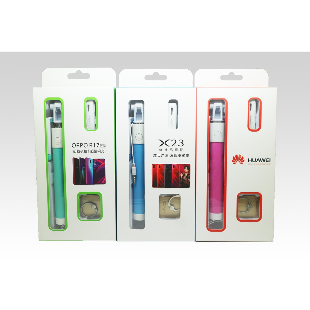 FREE GIFT BOX VIVO/OPPO/HUAWEI PHONE ACCESSORIES COMBO SET SELFIE STICK ...