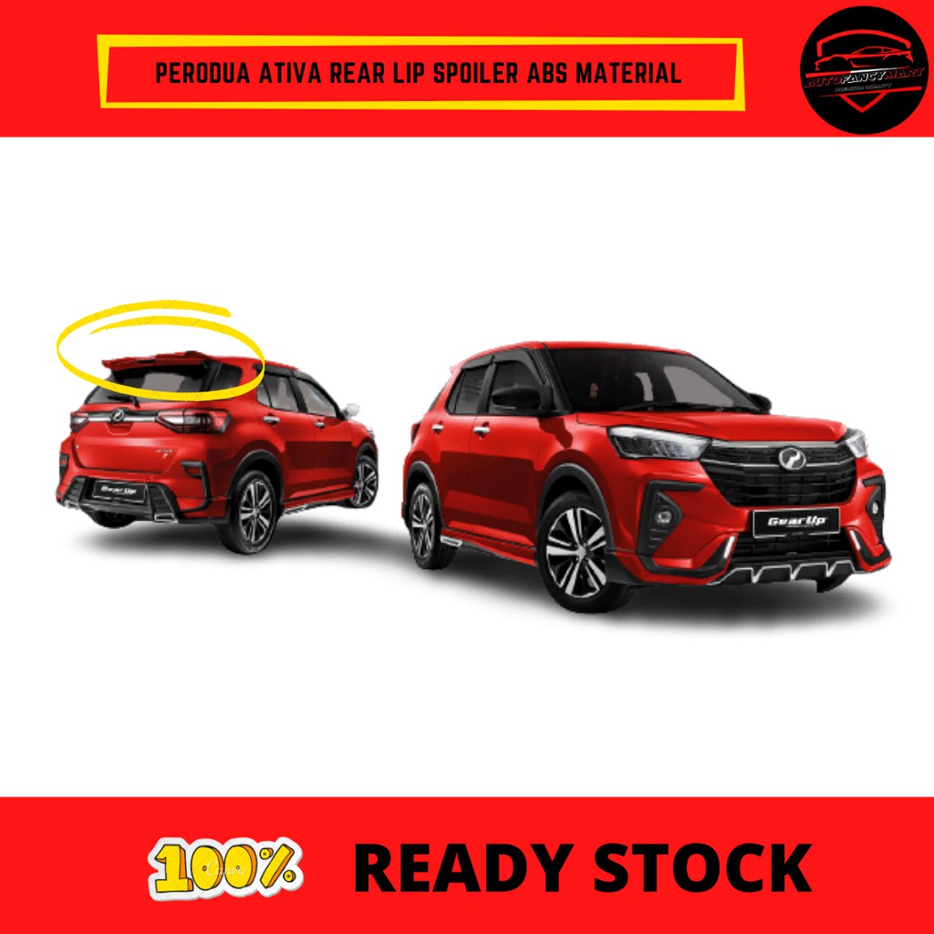 Perodua Ativa Rear Lip Spoiler ABS Material - Black, Red, White, Blue ...