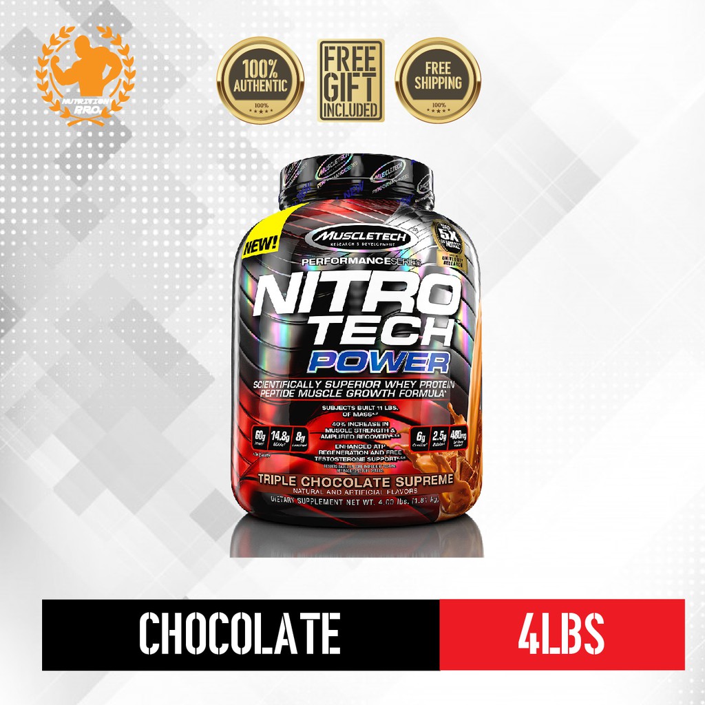 MUSCLETECH NITRO-TECH POWER 4LBS, WHEY PROTEIN, INCREASE PERFORMANCE ...
