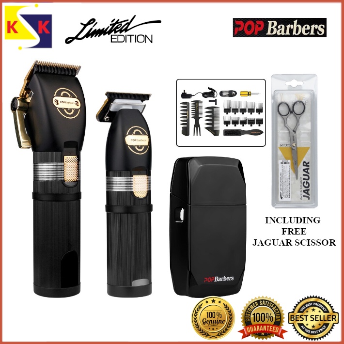 Pop Barbers Limited Edition Clipper Set (Black) Clipper Trimmer Shaver ...