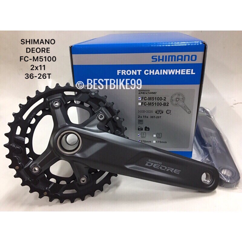 Shimano Deore FC M5100 Crankset 2x11 speed 36-26T MTB 170mm BB52 MT210 36-22T M617 36-22T M6000 ...