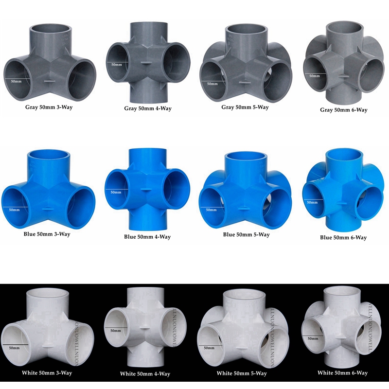 2pcs Inner Dia. 50mm PVC Connectors Water Pipe Connector Stereoscopic ...