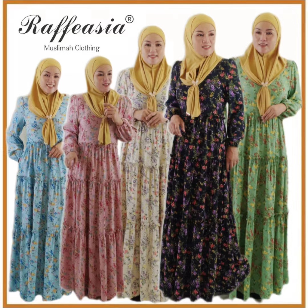 NEW🔥Raffeasia Dress Muslimah Floral Design 3 Layer Ready Stock | Shopee Malaysia
