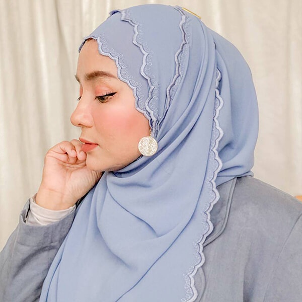 ANYS Tudung Sulam Dua Muka Embroidery double loop Instant shawl ...