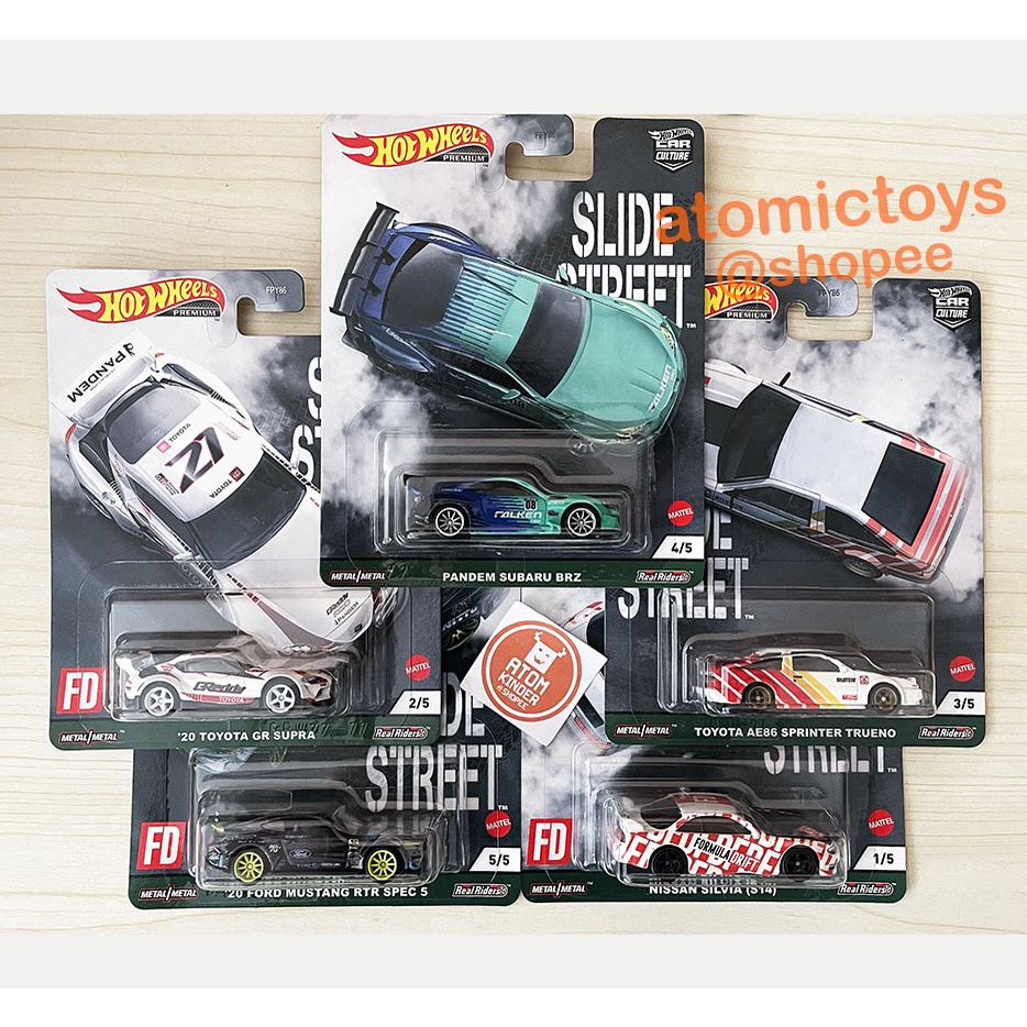 Hot Wheels Slide Street set of 5 Subaru Pandem Toyota GR Supra AE86 ...