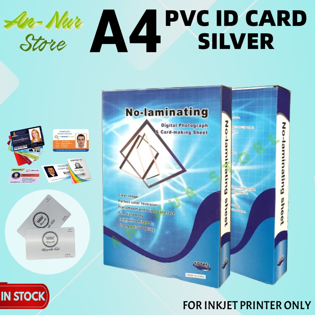A4 size DIY PVC ID Card 50 Sheets (Silver) | Shopee Malaysia