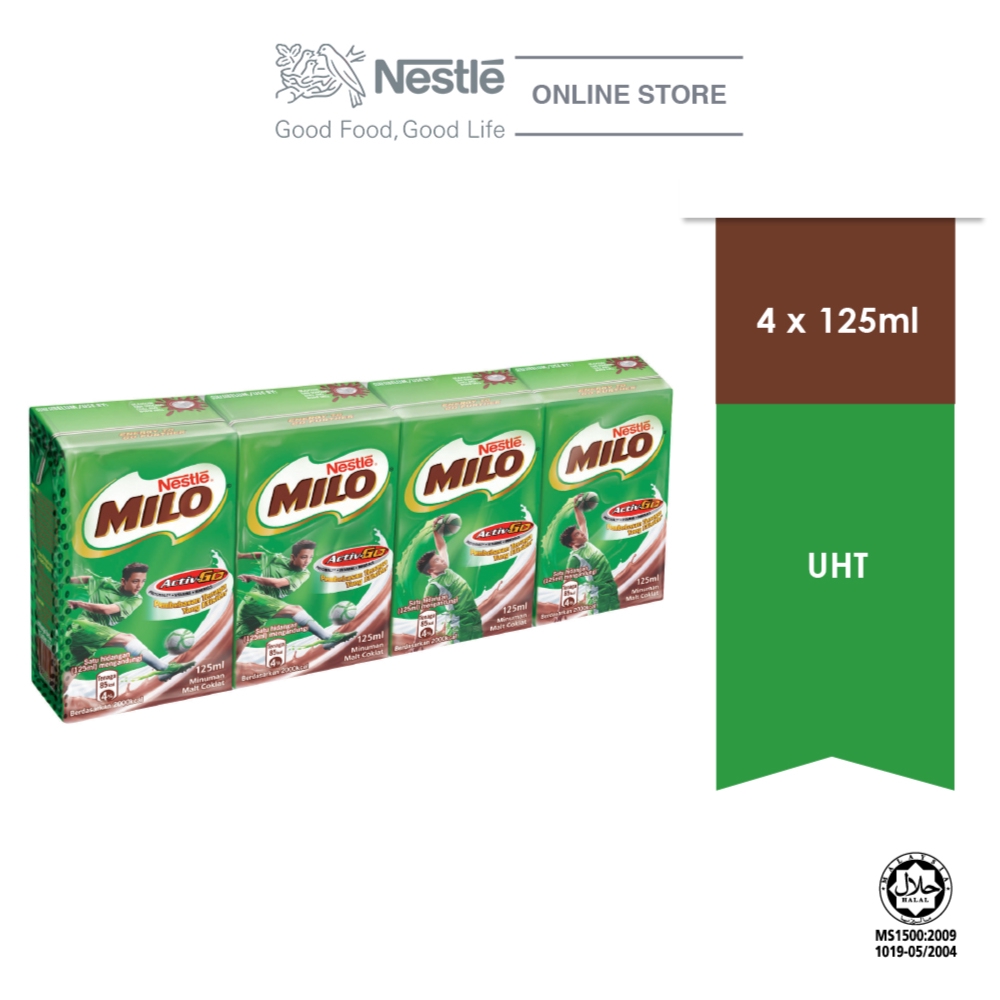 Nestle MILO Activ-Go Chocolate Malt UHT (125ml x 4 Packs) | Shopee Malaysia