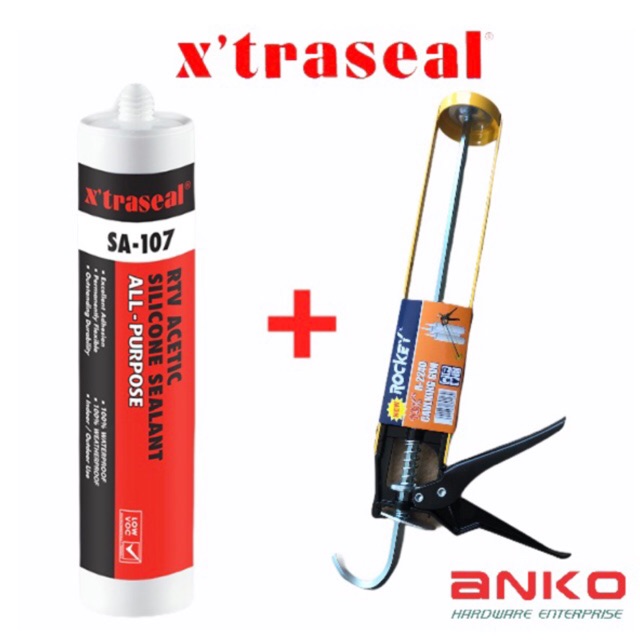 XTRASEAL SA-107 ALL PURPOSE ACETIC SILICONE SEALANT WITH SILICONE CAULKING GUN ( CLEAR | WHITE ...