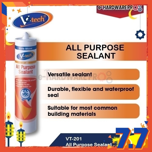 V-Tech Vt-201 All Purpose Silicone Sealant Waterproof 280ml | Shopee ...