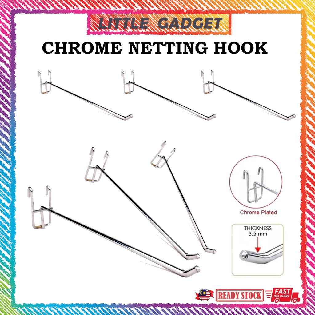Chrome Netting Hook For Mesh Hook Netting Grid Hanger Rack Display ...